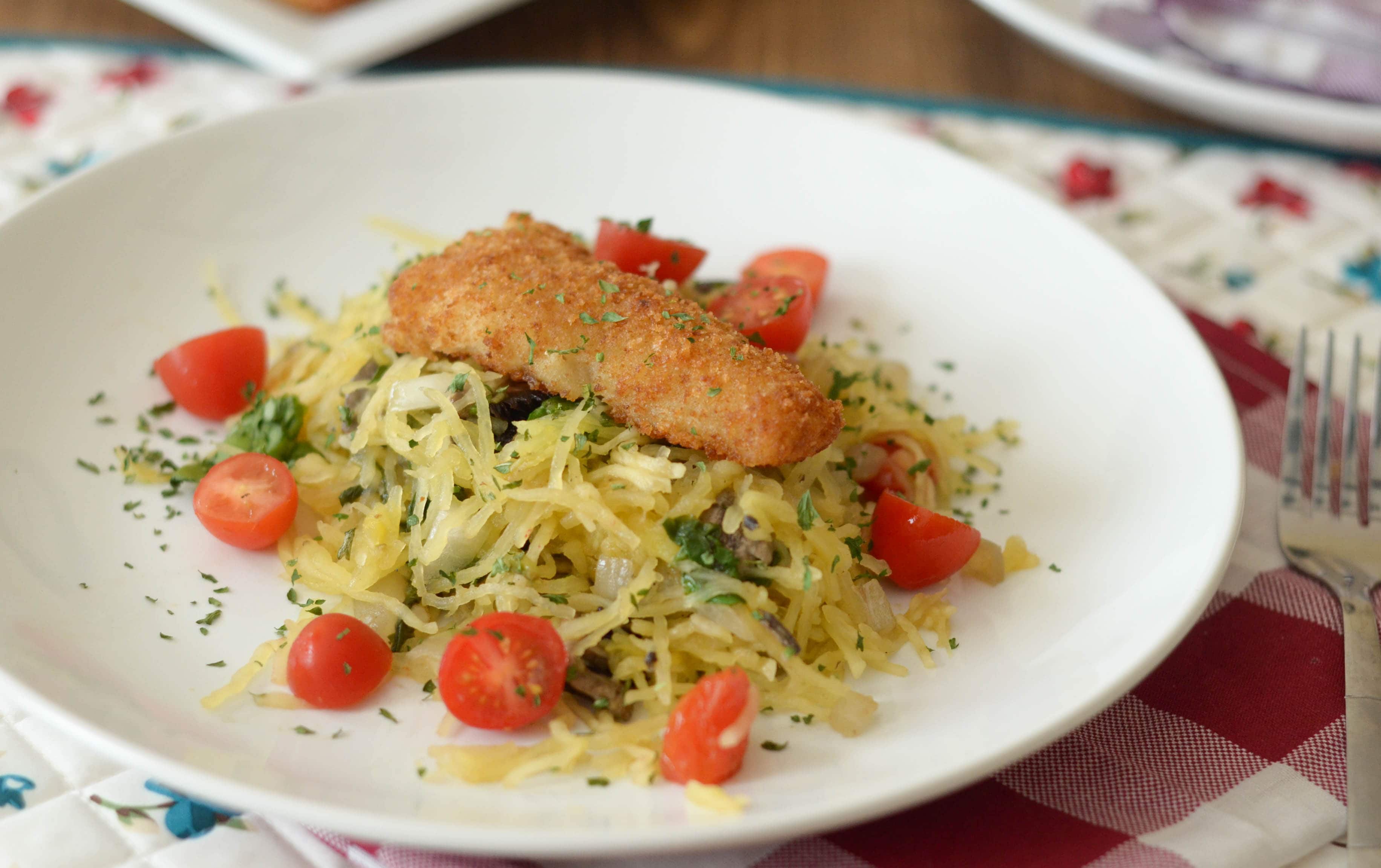 Potato Crunch Fillet Spaghetti Squash Sauté - Mommy Hates Cooking