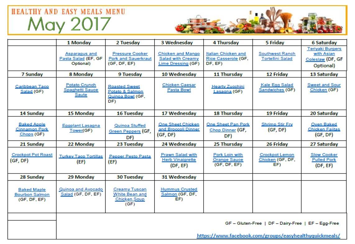 Healthy Dinner Meal Plan for May - Mommy Hates Cooking