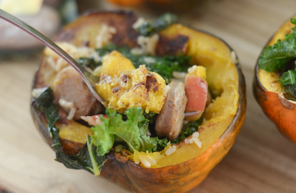 Chicken Sausage Stuffed Acorn Squash - Mommy Hates Cooking