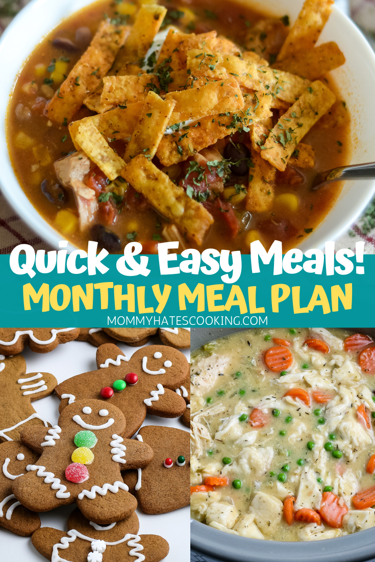 Monthly Menu Plan - Month of December - Mommy Hates Cooking
