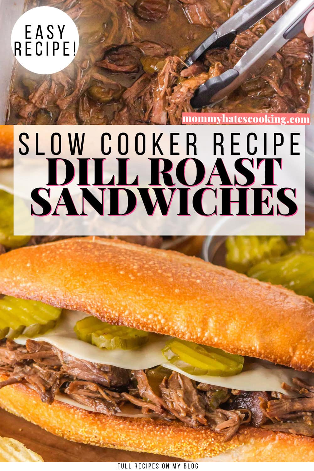 Slow Cooker Dill Roast Beef Sandwiches (Pickle Sandwiches) - Mommy ...